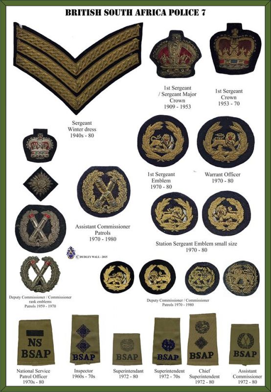 10055-1 British South Africa Police First Sergeant rank badge (DW2 109 ...